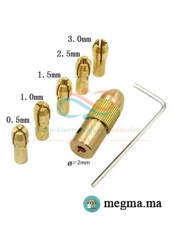 Kit Mini Mandrin (7pcs) Pour Mini Perceuse (Moteur 3,1mm) | MEGMa